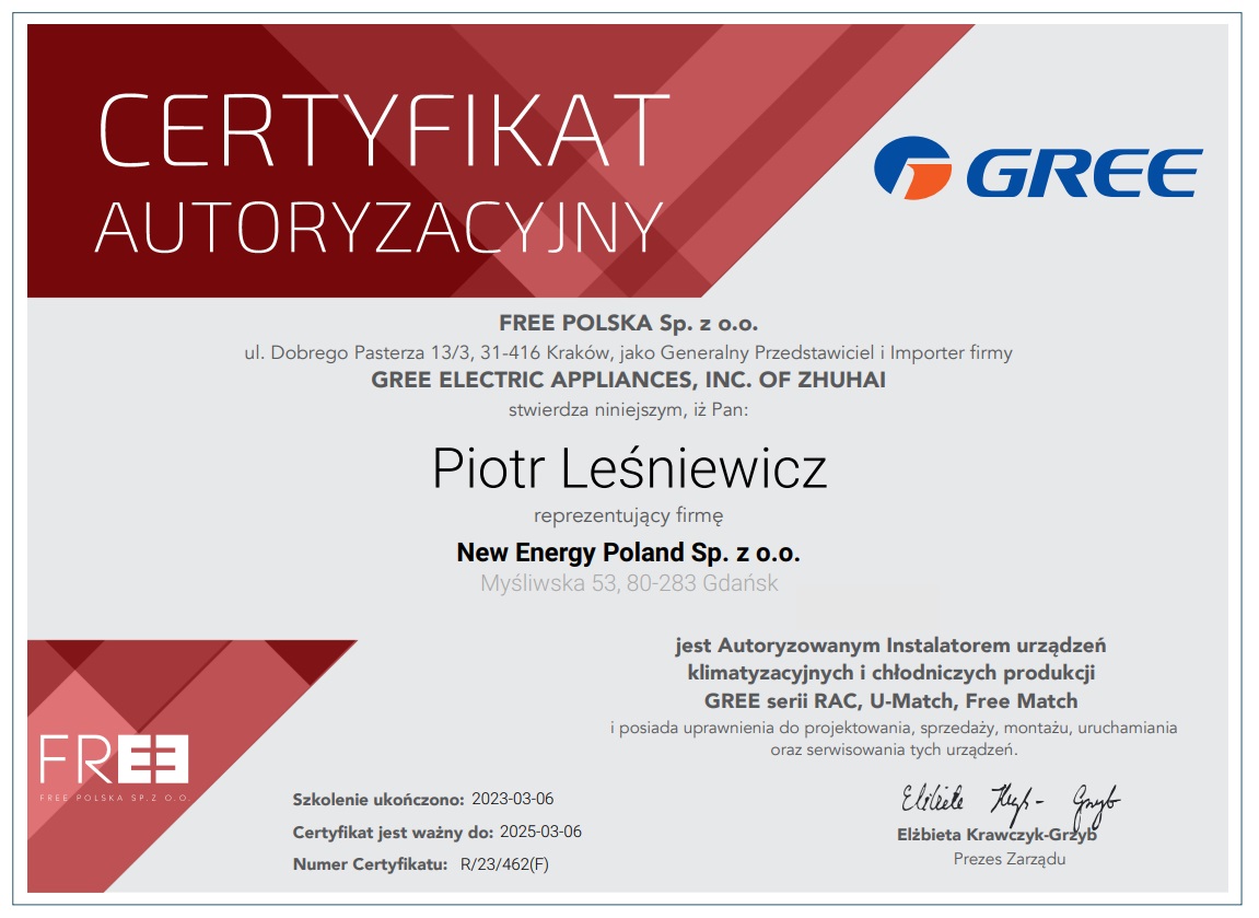 GREE - NEW ENERGY POLAND I POMPY CIEPŁA KLIMATYZACJA I MONTAŻ SERWIS ...